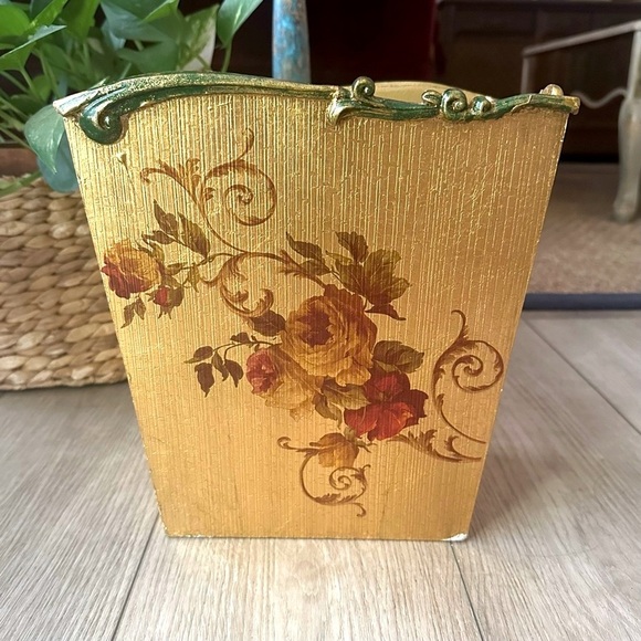 Vintage | Other | Vintage Waste Bin Florentine Style Gilded Floral ...